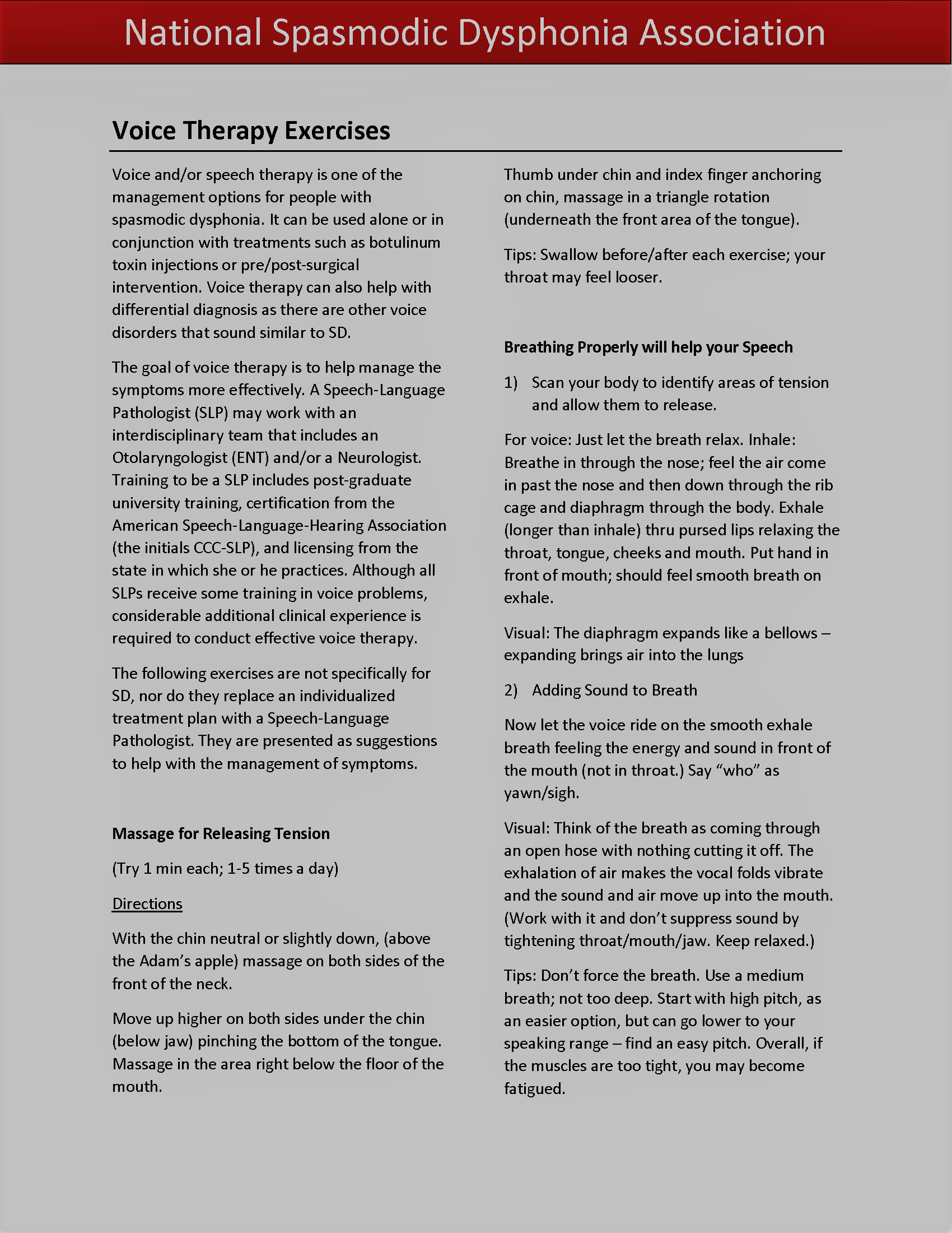 Voice Therapy - Dysphonia International